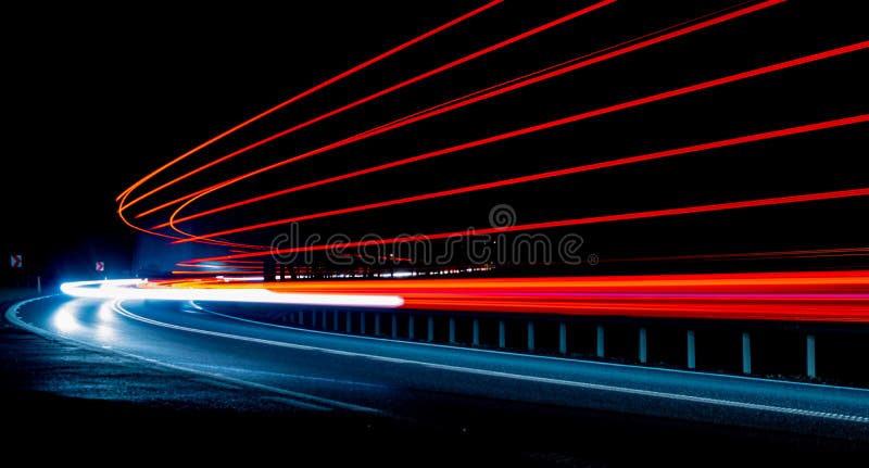 Lights of Cars with Night. Long Exposure Stock Photo - Image of long ...