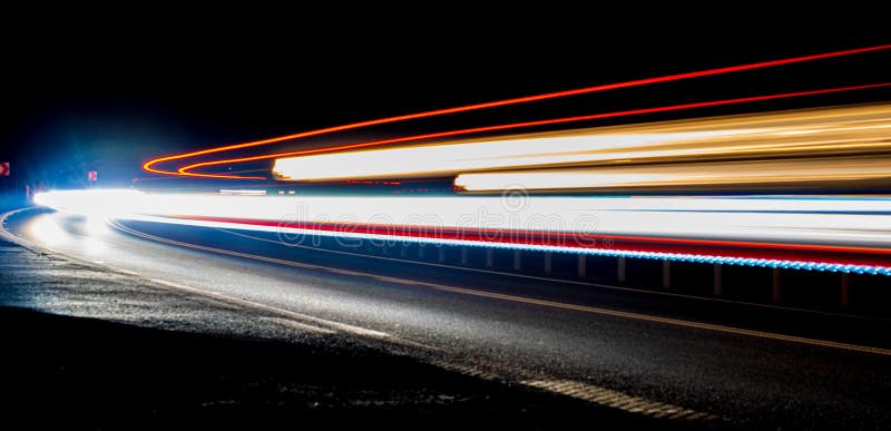Lights of Cars with Night. Long Exposure Stock Image - Image of flash ...