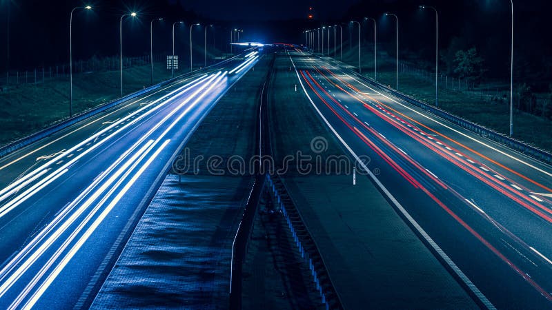 Lights of Cars with Night. Long Exposure Stock Image - Image of lane ...