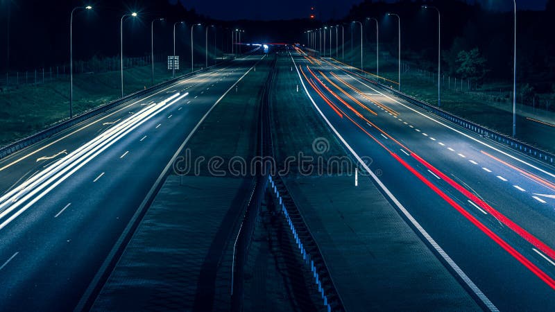 Lights of Cars with Night. Long Exposure Stock Image - Image of fast ...