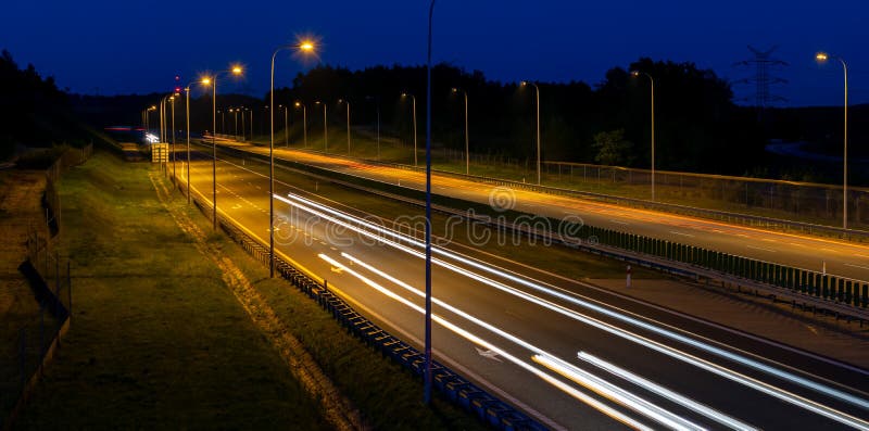 Lights of Cars with Night. Long Exposure Stock Image - Image of night ...
