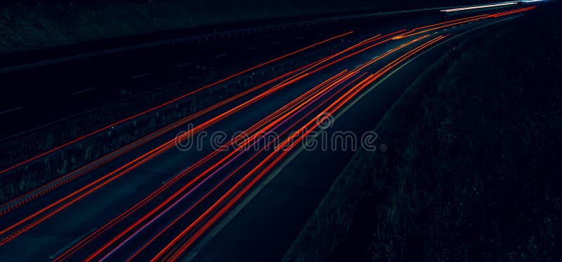 Lights of Cars with Night. Long Exposure Stock Photo - Image of blurred ...