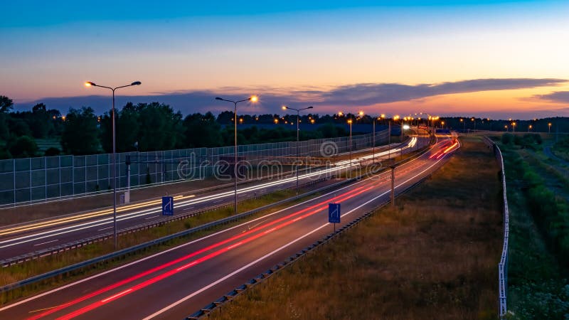 Lights of Cars with Night. Long Exposure Stock Photo - Image of traffic ...
