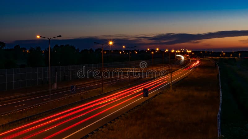 Lights of Cars with Night. Long Exposure Stock Photo - Image of country ...