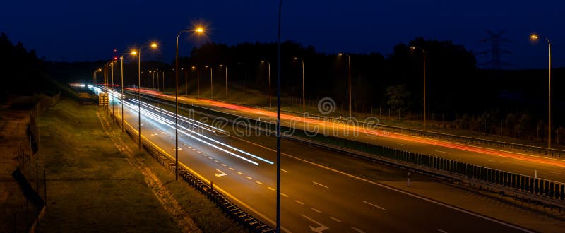 Lights of Cars with Night. Long Exposure Stock Image - Image of ...