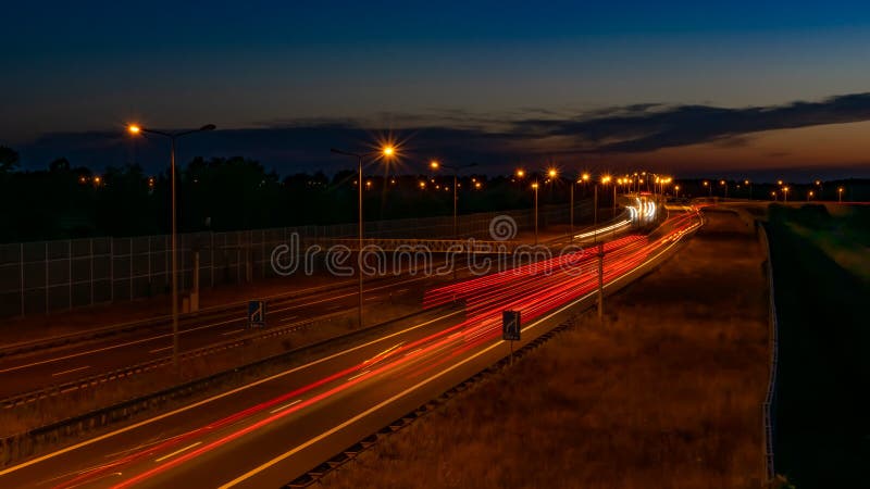Lights of Cars with Night. Long Exposure Stock Photo - Image of scene ...