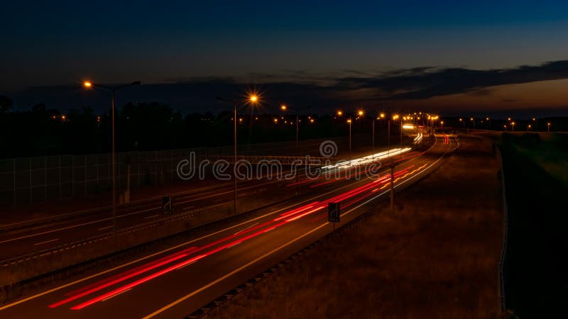 Lights of Cars with Night. Long Exposure Stock Image - Image of lines ...