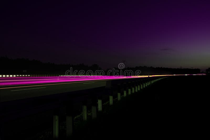 Lights of Cars with Night. Long Exposure, Light Lines Stock Photo ...