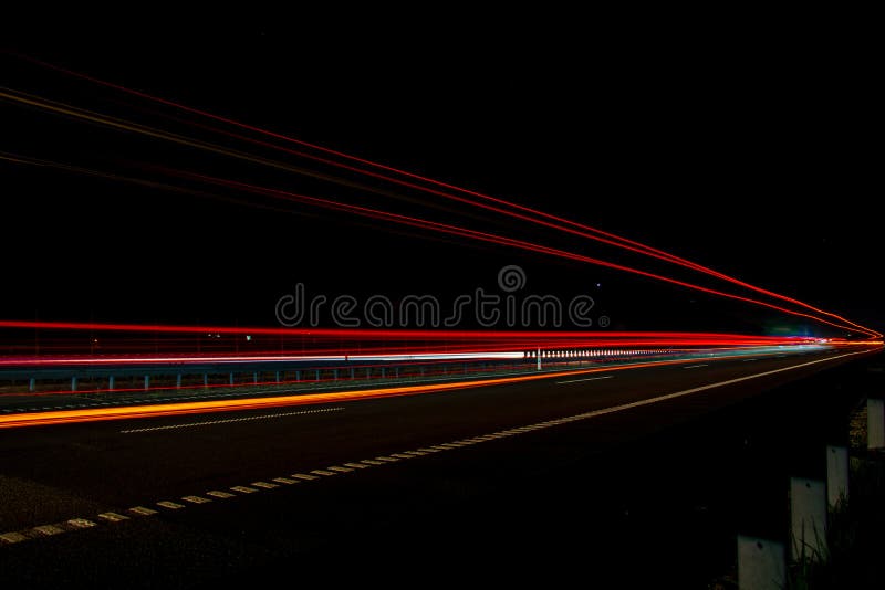 Lights of Cars with Night. Long Exposure, Light Lines Stock Image ...