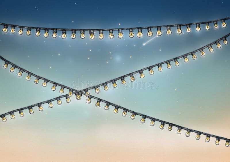 Light Chain Decoration in Front of Starry Sky Stock Illustration ...