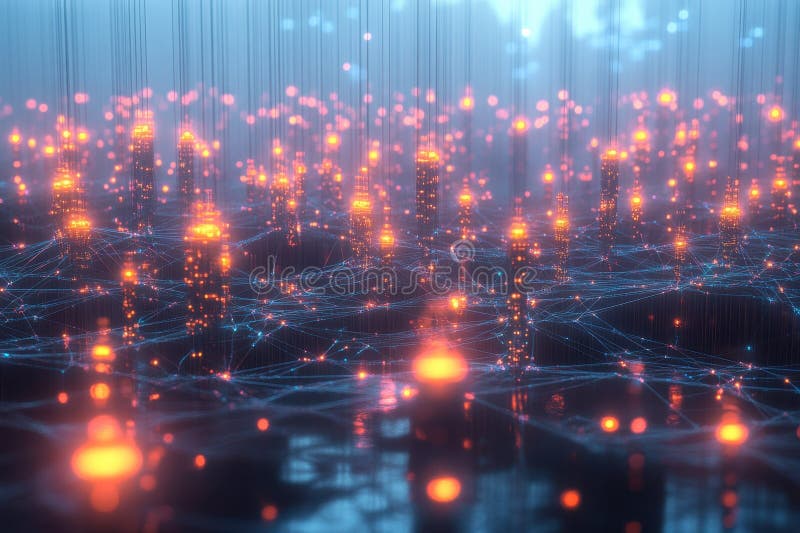 Lights and Connections Create a Vibrant Digital Landscape in a Mystical ...