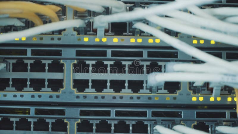 Lights and Connections on Network Server. 4k Stock Footage - Video of ...