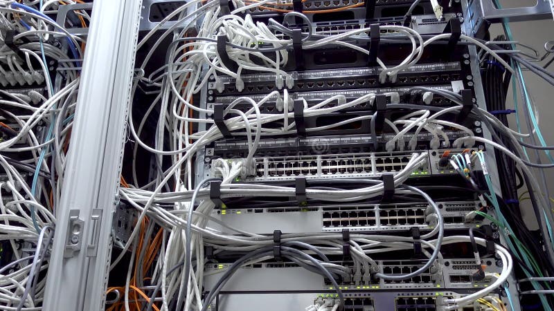 Working Ethernet Switch in Data Center Room. Blink Led Lights Stock ...