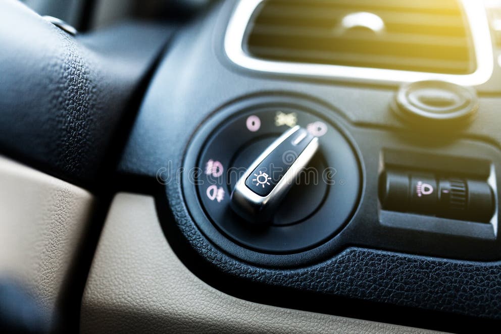 Lights Control Dial in a Car Stock Photo - Image of dash, dashboard ...
