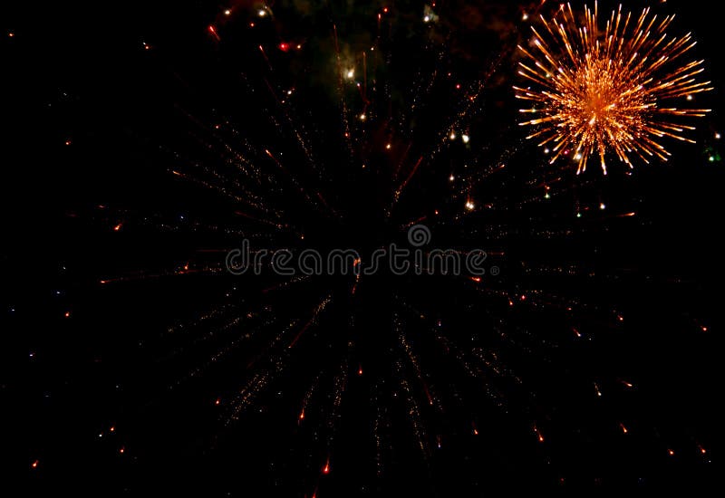 Lights from Fireworks on Black Background Stock Image - Image of town ...