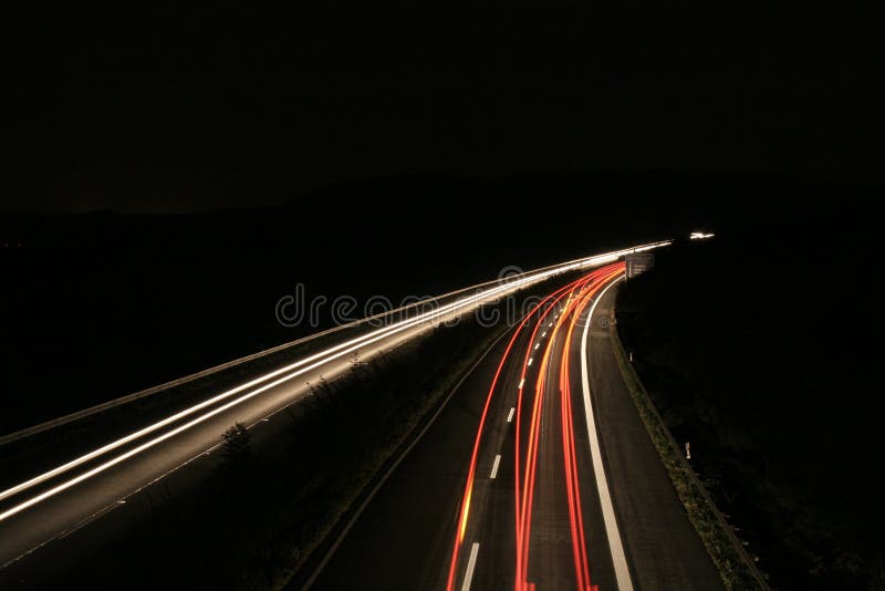 Lights of the Freeway at Night Stock Photo - Image of limit, skyline ...