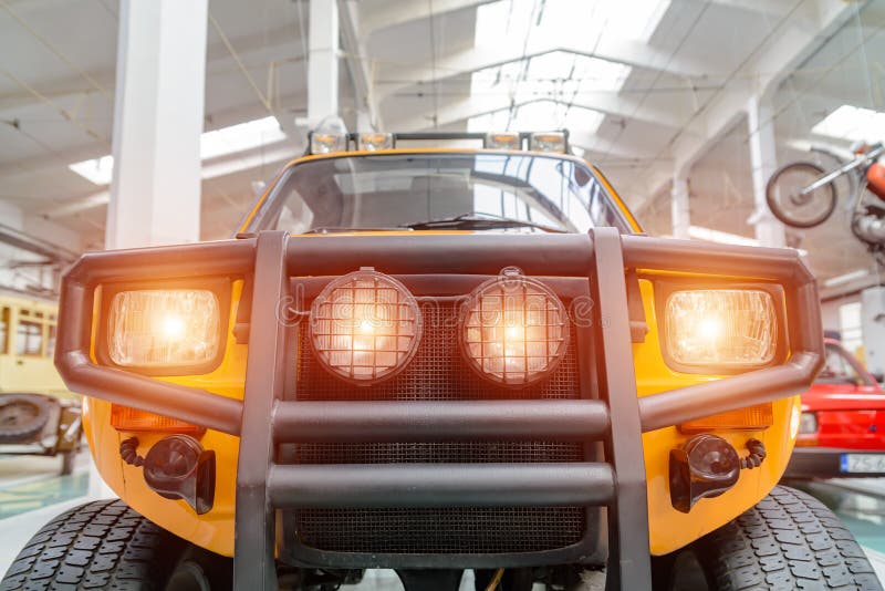 Lights of Front Headlights of an Off-road Car. Post Processing Stock ...