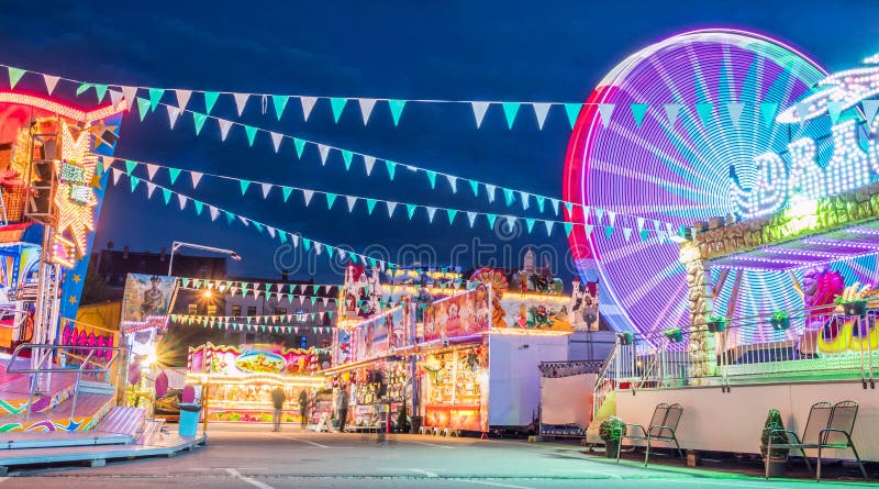 Lights at the Funfair in the Evening Editorial Stock Image - Image of ...
