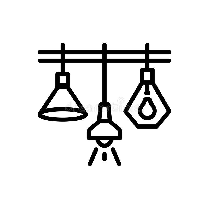 Black Line Icon for Lights, Lamps and Electric Stock Vector ...