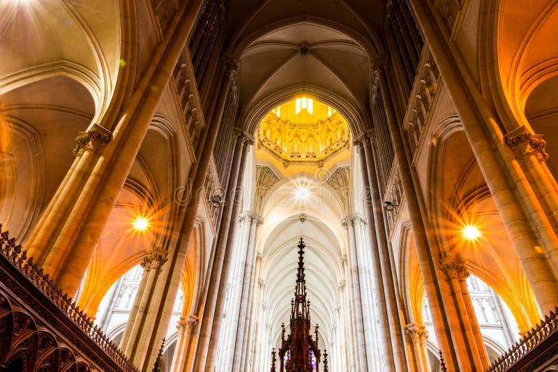 Lights inside a cathedral editorial stock photo. Image of cathedral ...