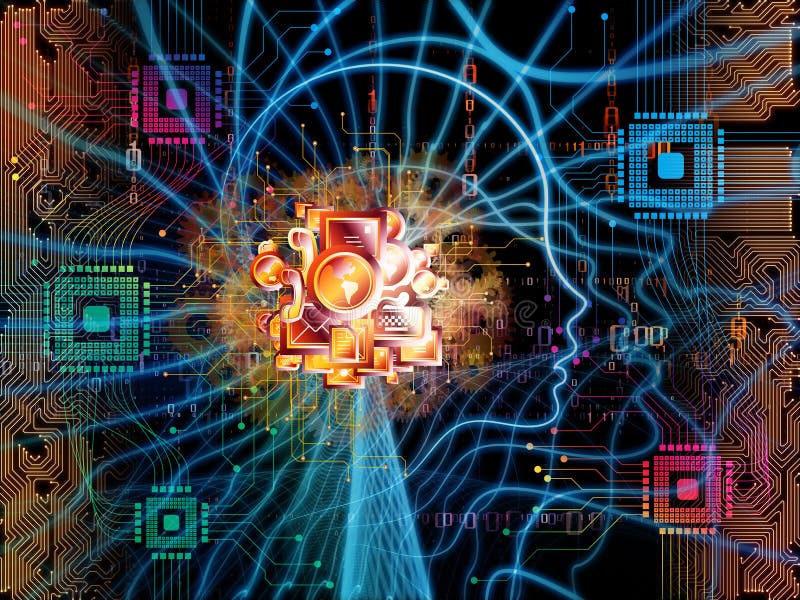 Lights of Machine Consciousness Stock Illustration - Illustration of ...