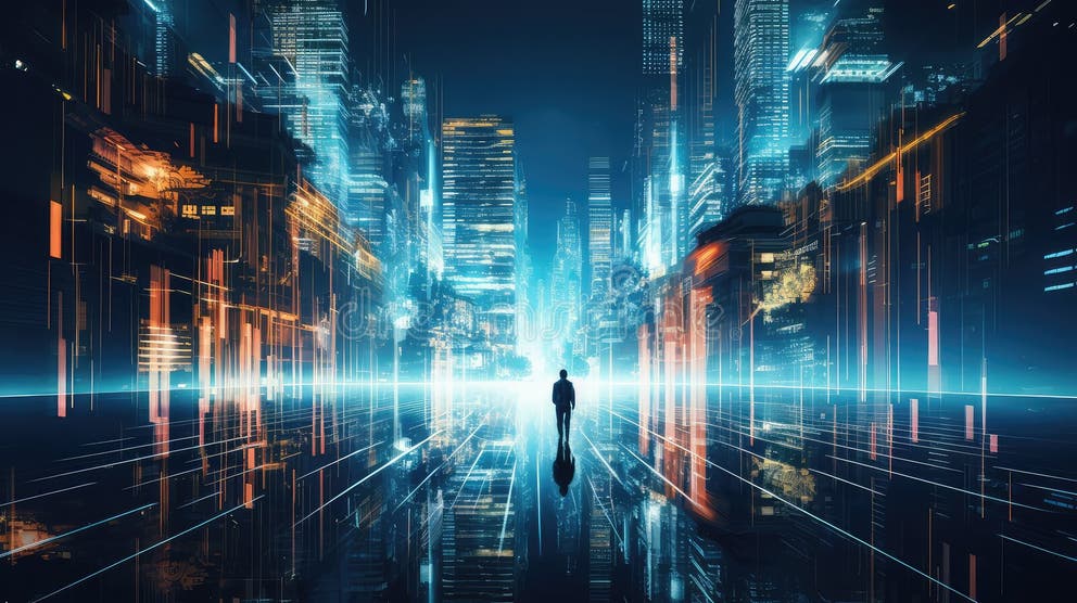 Lights matrix data stock illustration. Illustration of holosimulation ...