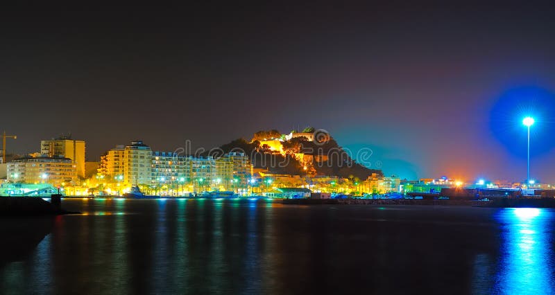 The Lights of a Mediterranean City by Night Stock Image - Image of ...