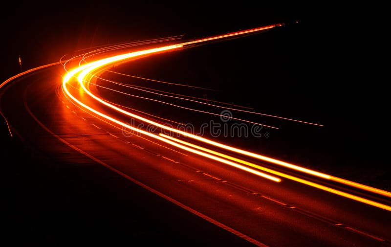 Lights of Moving Cars at Night. Long Exposure Stock Photo - Image of ...