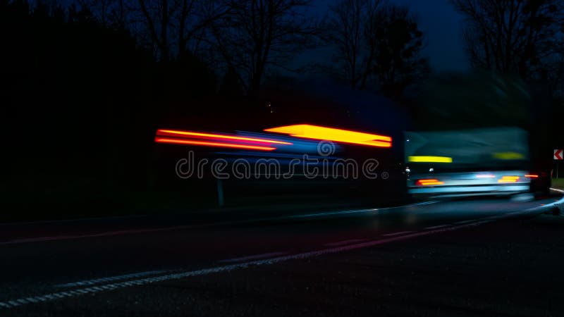 Lights of Moving Cars at Night. Long Exposure Stock Image - Image of ...