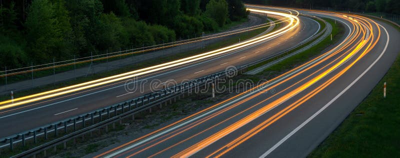 Lights of Moving Cars at Night. Long Exposure Stock Image - Image of ...