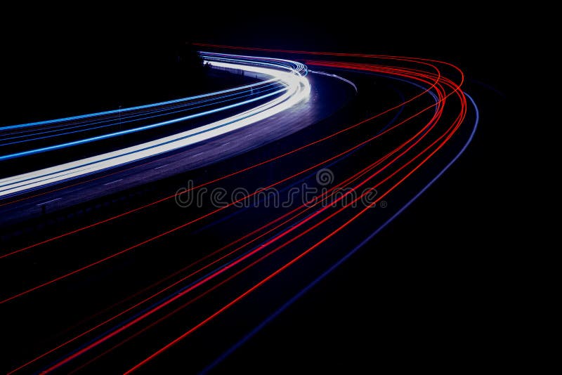 Lights of Moving Cars at Night. Long Exposure Stock Photo - Image of ...