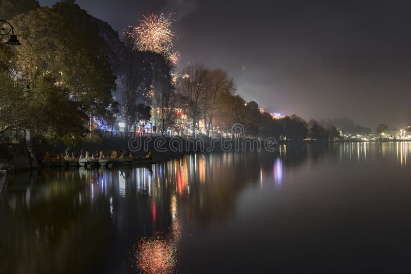 Lights Night Lake Uttarakhand Stock Photo - Image of darkness, sunlight ...