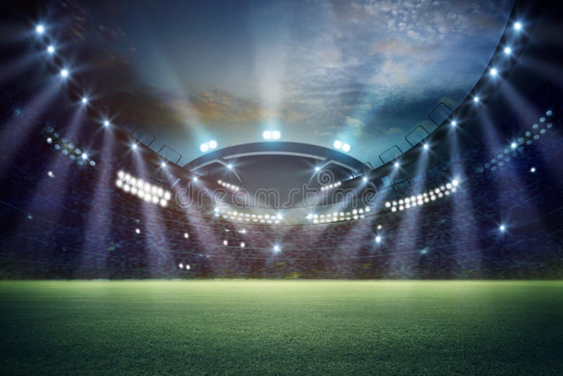 Lights at Night and Stadium Stock Image - Image of competition, grass ...