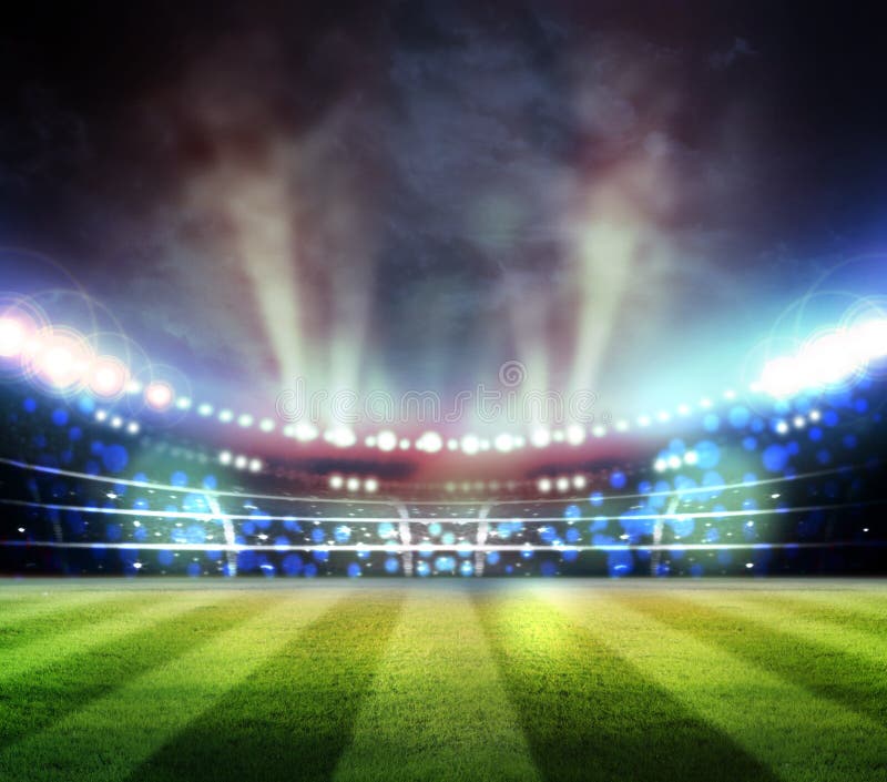 Lights at Night and Stadium 3d Render Stock Image - Image of night ...