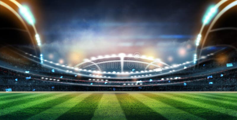 Stadium Night before the Match. Stock Image - Image of play, sport ...