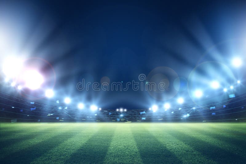 Lights at Night and Stadium Stock Illustration - Illustration of ground ...