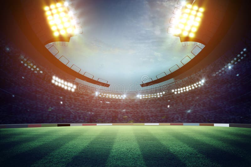 Bright Stadium Arena Lights at Night Stock Image - Image of spotlight ...