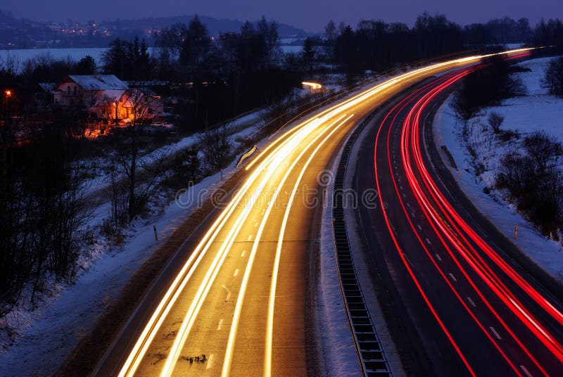 Snowy freeway stock image. Image of road, driving, slip - 1844131