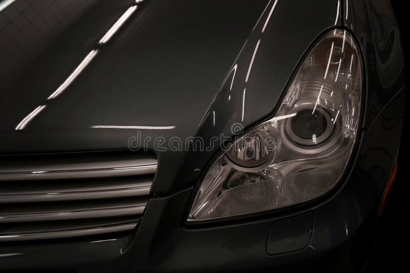 Lights Reflection on Modern Car. Stock Photo - Image of light, grey ...
