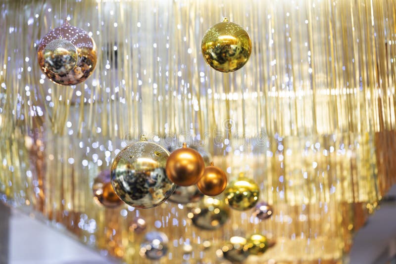 Lights, Ribbons, and Christmas Decorations are Inside the Building ...