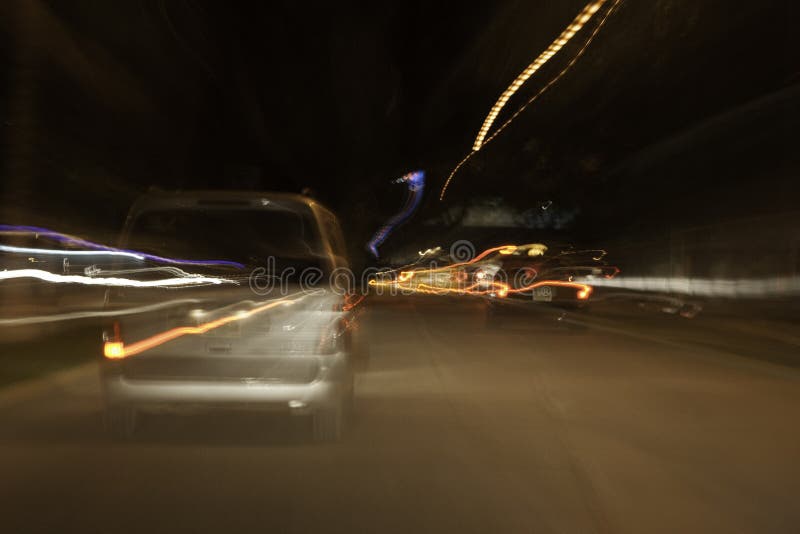 Lights on the Road, Car Moving in Long Exposure Editorial Stock Image ...
