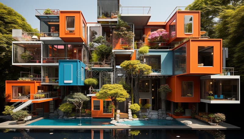 Lights on a Building Lights on the Roof of a Building Stock ...