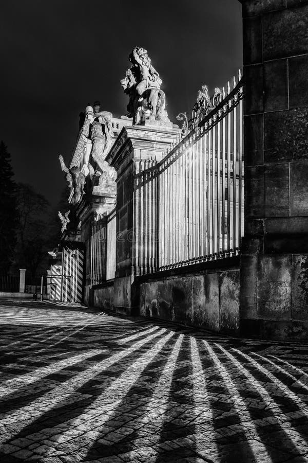 Lights and Shadows on the Stone Square in Front of Prague Castle. Stock ...