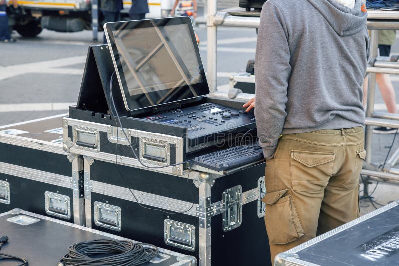 Lights and Sound Technician Preparing Controls Editorial Stock Photo ...