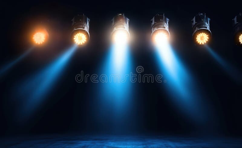 Lights on Stage. Spotlight Shines on the Stage. Spot Lighting on the ...