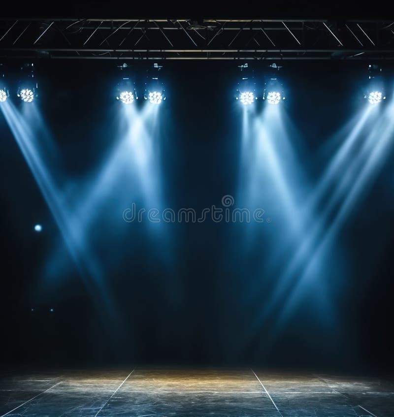 Lights on Stage. Spotlight Shines on the Stage. Spot Lighting on the ...