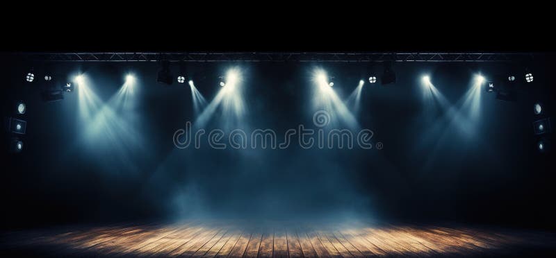 Lights on Stage. Spotlight Shines on the Stage. Spot Lighting on the ...