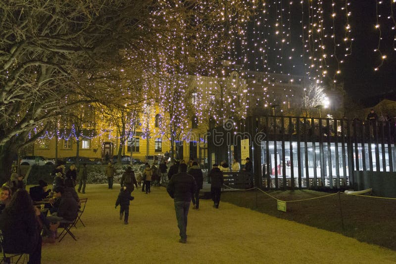Lights on a Street at Advent Editorial Stock Image - Image of festive ...