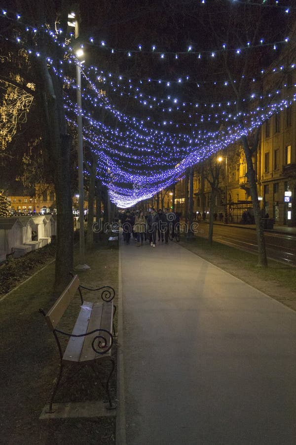 Lights on a Street at Advent Editorial Photography - Image of lights ...