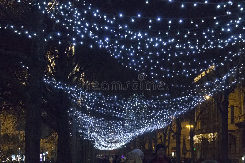 Lights on a Street at Advent Editorial Photography - Image of street ...